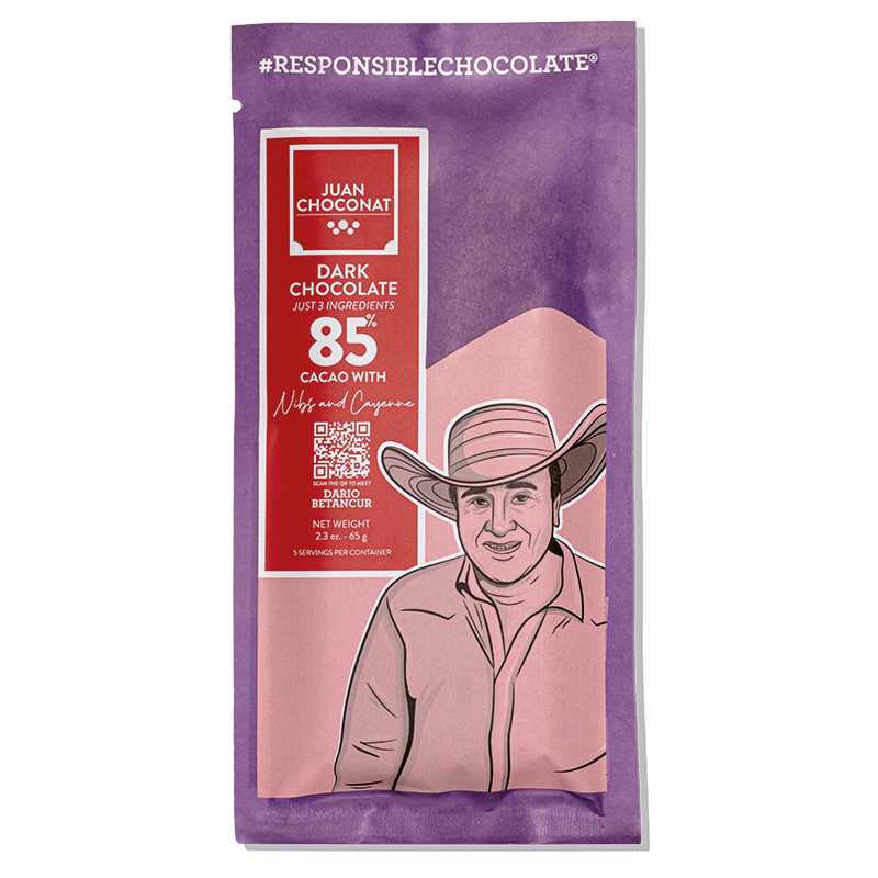 DARK CHOCOLATE WITH CAYENNE & CACAO NIBS – 85% CACAO – Elebar Snacks LLC